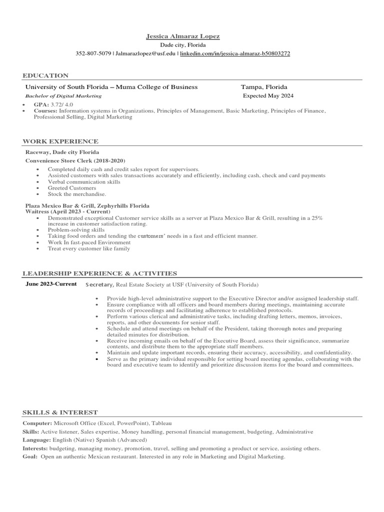 Resume 2023 1 - Hard Copy 1 1 | PDF | Cash | Sales