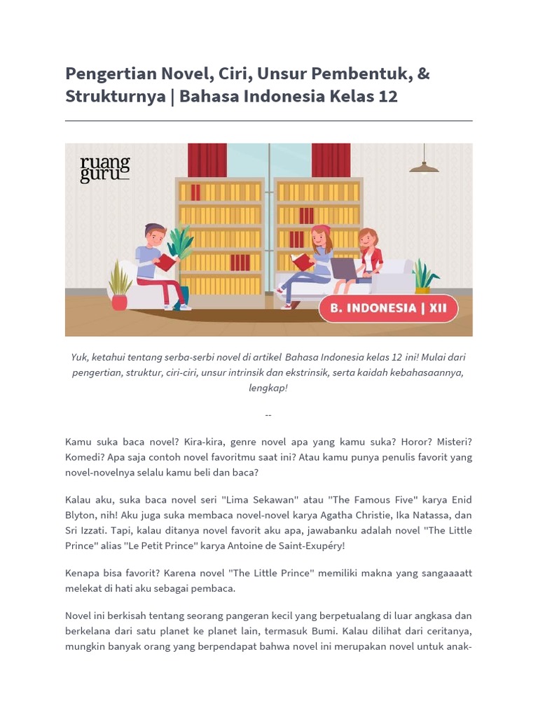 Materi Novel Kelas XII | PDF | Fiksi Umum