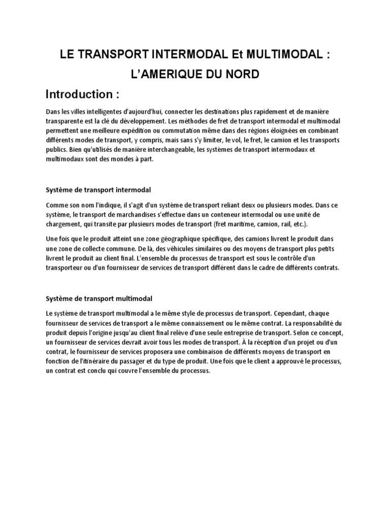 Transport Intermodal en Amérique du Nord | PDF | Transport | Transport ...