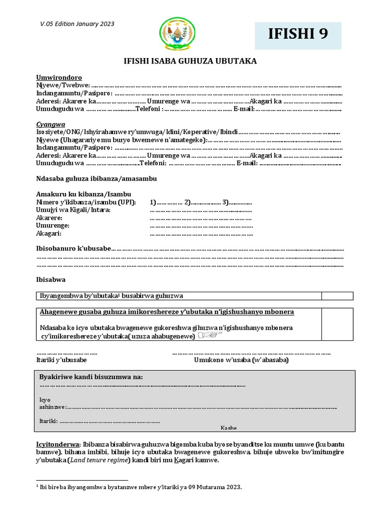 Ifishi Isaba Guhuza Ubutaka | PDF