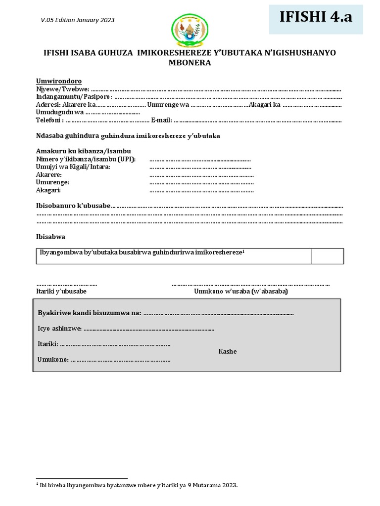 (A) Application Form For Change of Land Use - Kinya | PDF