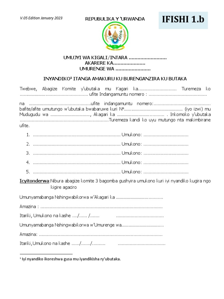Form Z Ubutaka 2024 Information Document | PDF