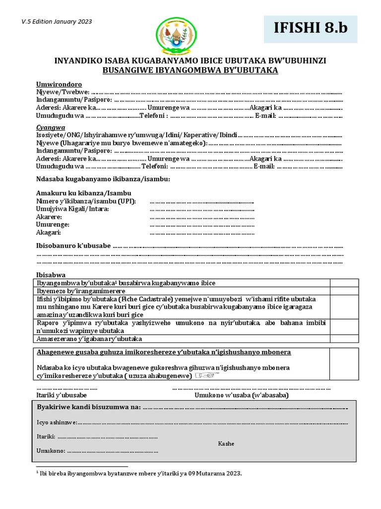 (B) Application Form For Parcel Sub-Division - Kinya | PDF