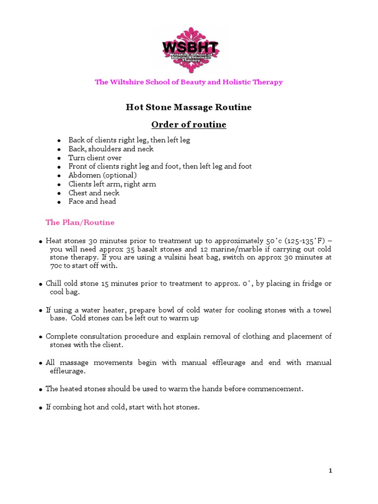 Hot Stone Massage Routine | PDF | Hand | Human Leg
