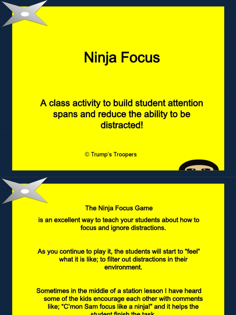 Ninja Focus: A Class Activity To Build Student Attention Spans and ...