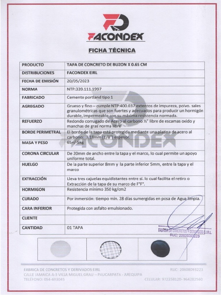 Ficha Tecnica Tapa | PDF