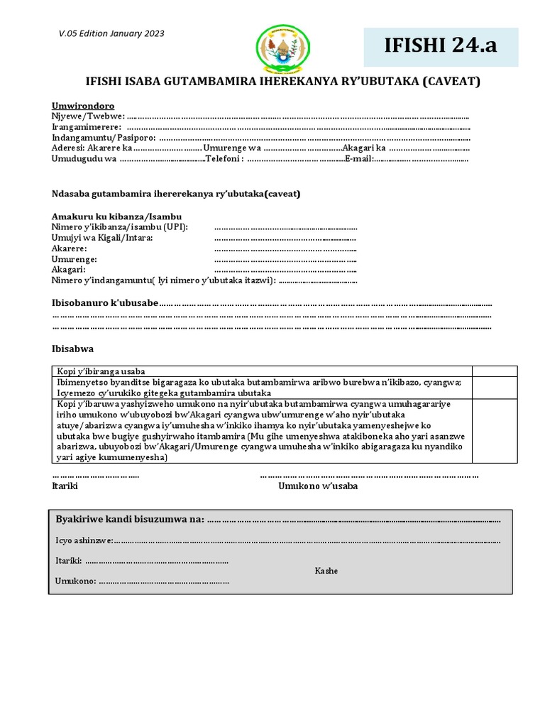 (A) Application Form For Restriction Rights Caveat - Kinya | PDF