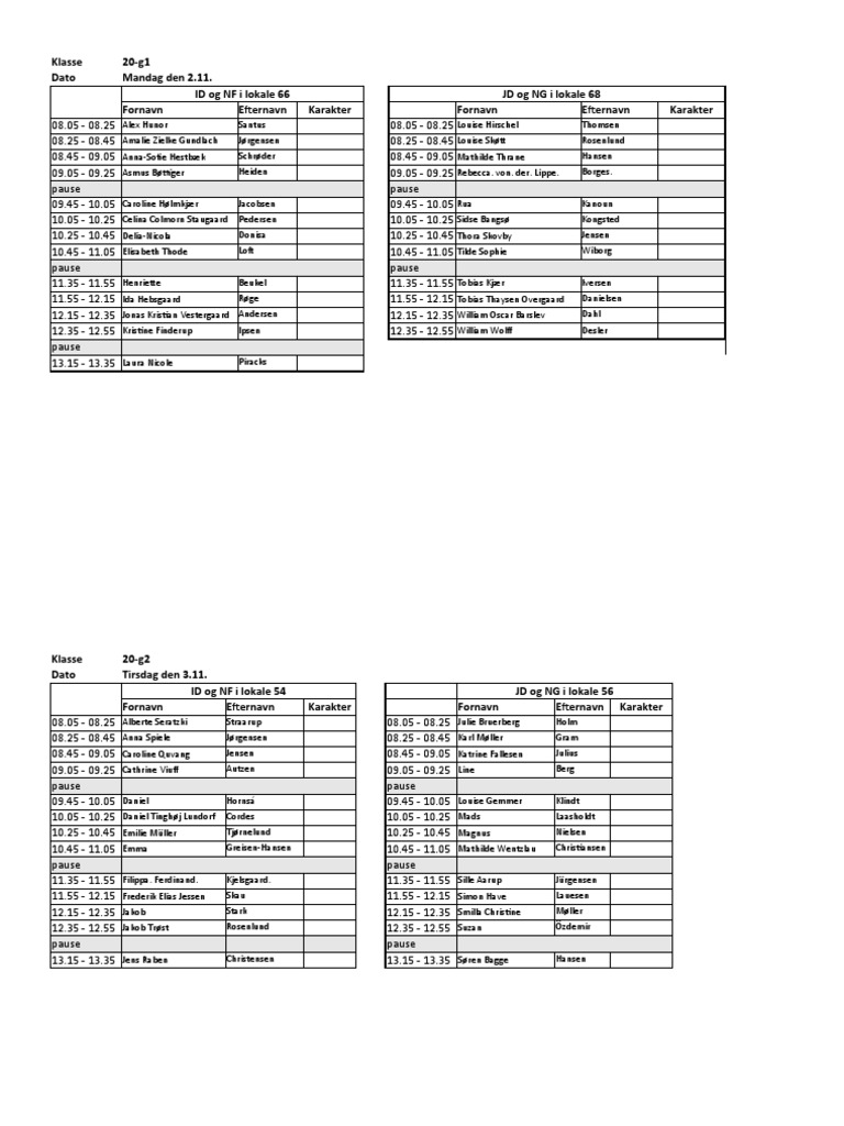 NV Eksamen - Tider 20-g7 | PDF