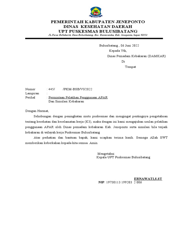 Surat Permintaan Apar | PDF