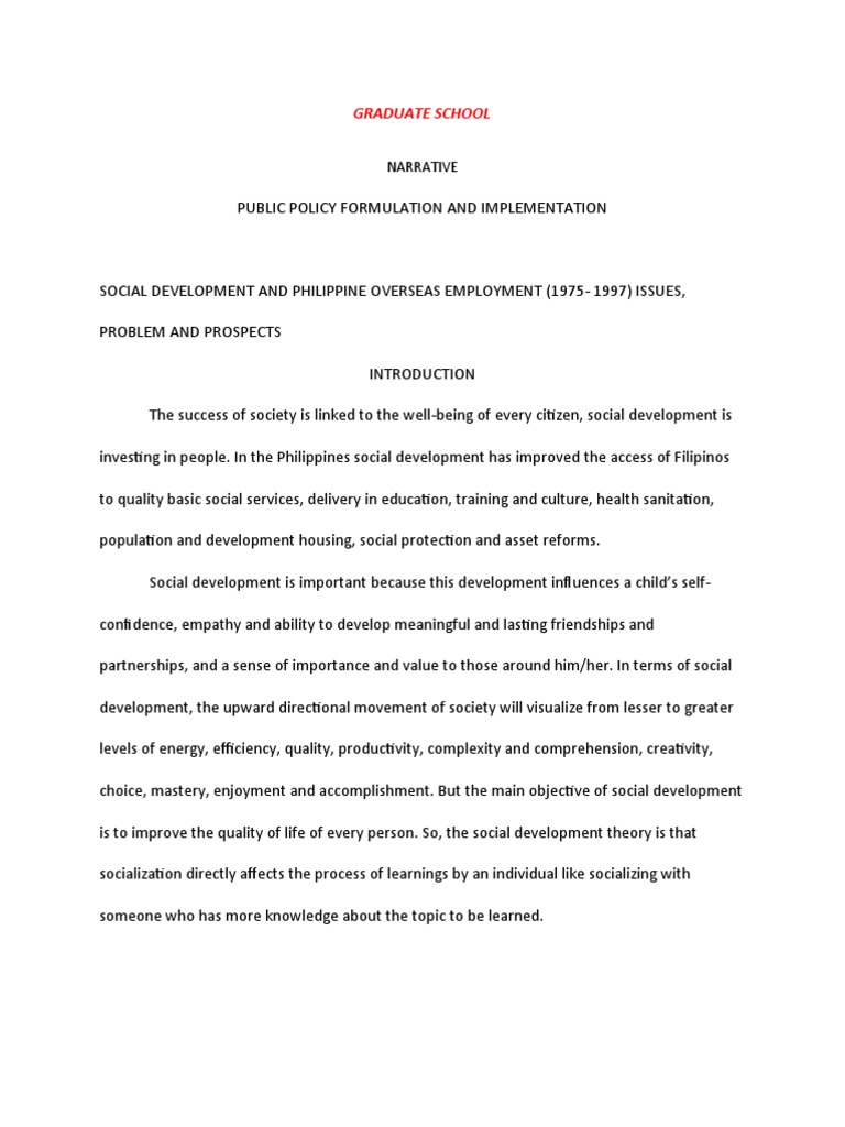 Social Development and Philippine Overseas Employment (1975-1997 ...