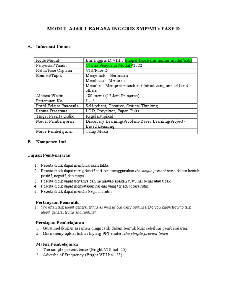 Bab 2 - Modul Ajar Bright SMP Grade Viii | PDF