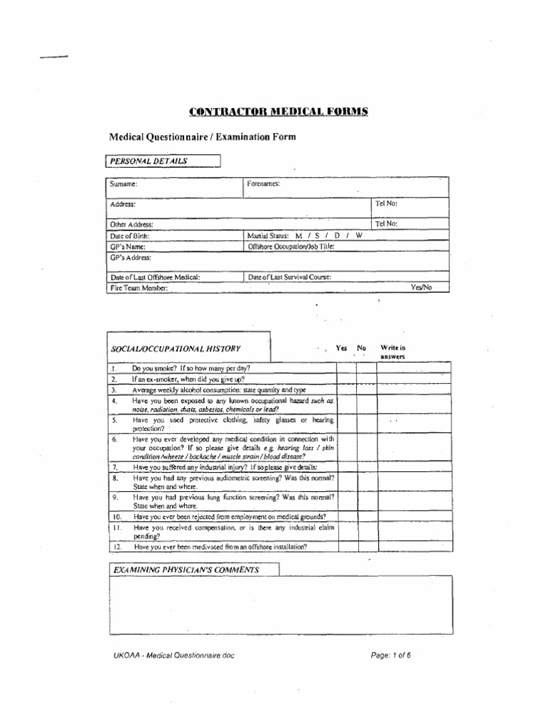 OGUK Medical Form | PDF | Hemorrhoid | Dermatitis