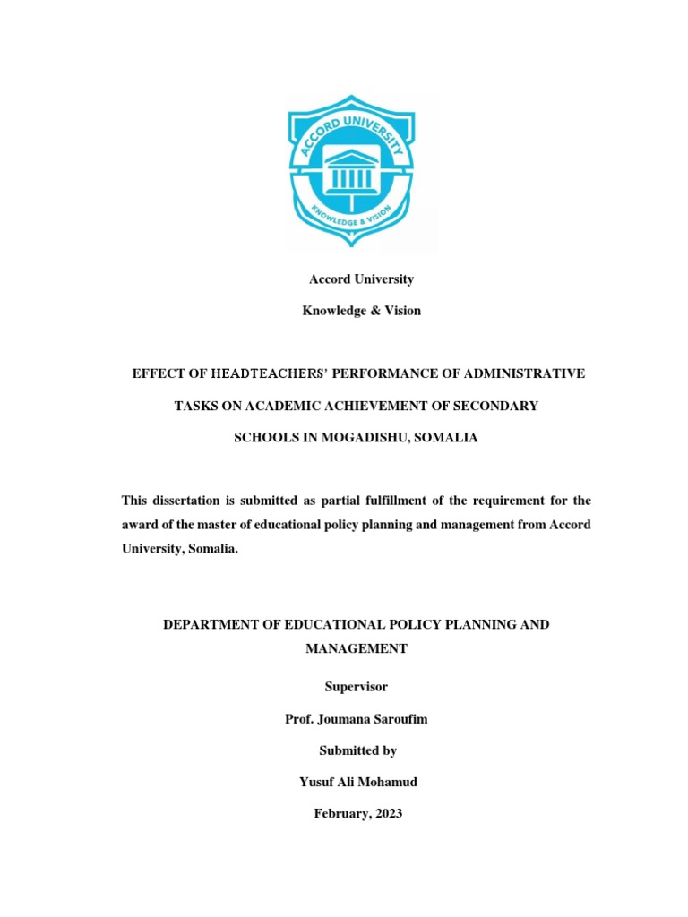 Yusuf Ali Mohamud Thesis Complete | PDF | Teachers | Curriculum