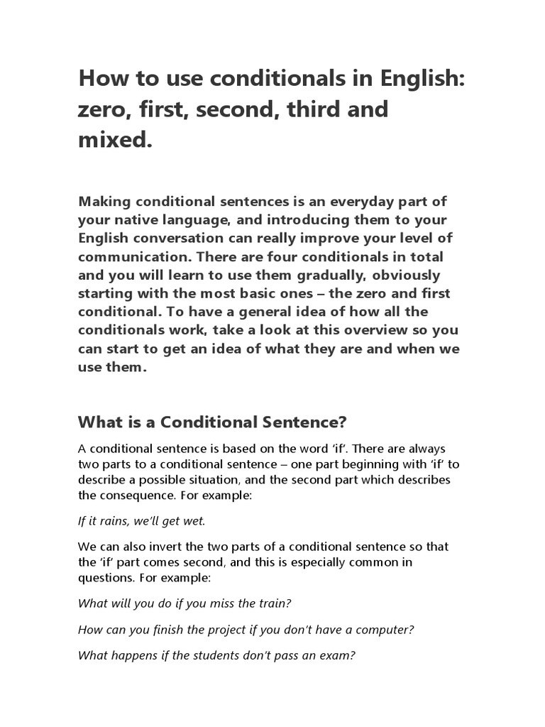 How To Use Conditionals in English | PDF | English Language | Human ...