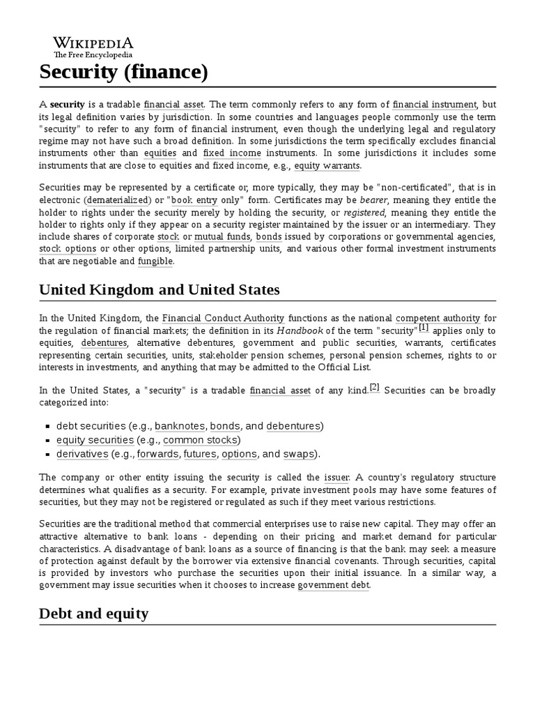 Security (Finance) | PDF | Securities (Finance) | Stocks