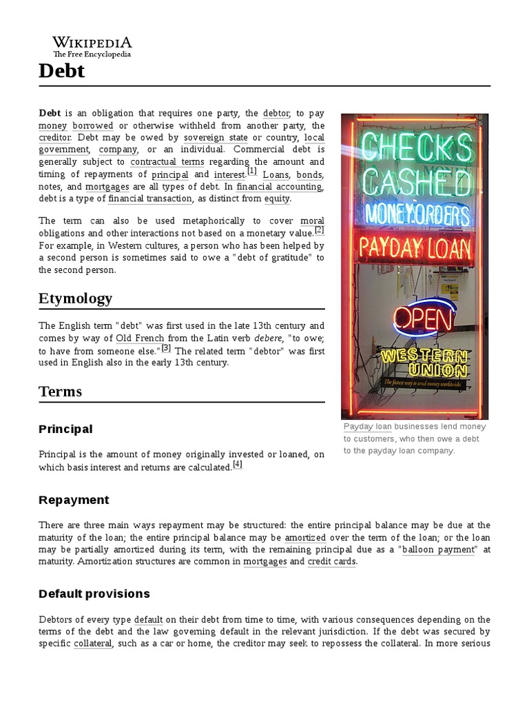 Debt | PDF | Debt | Loans