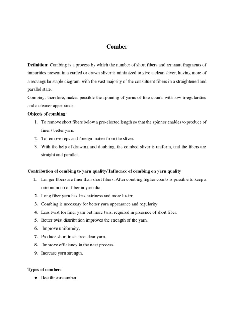 Lecture Comber | PDF | Yarn | Textiles