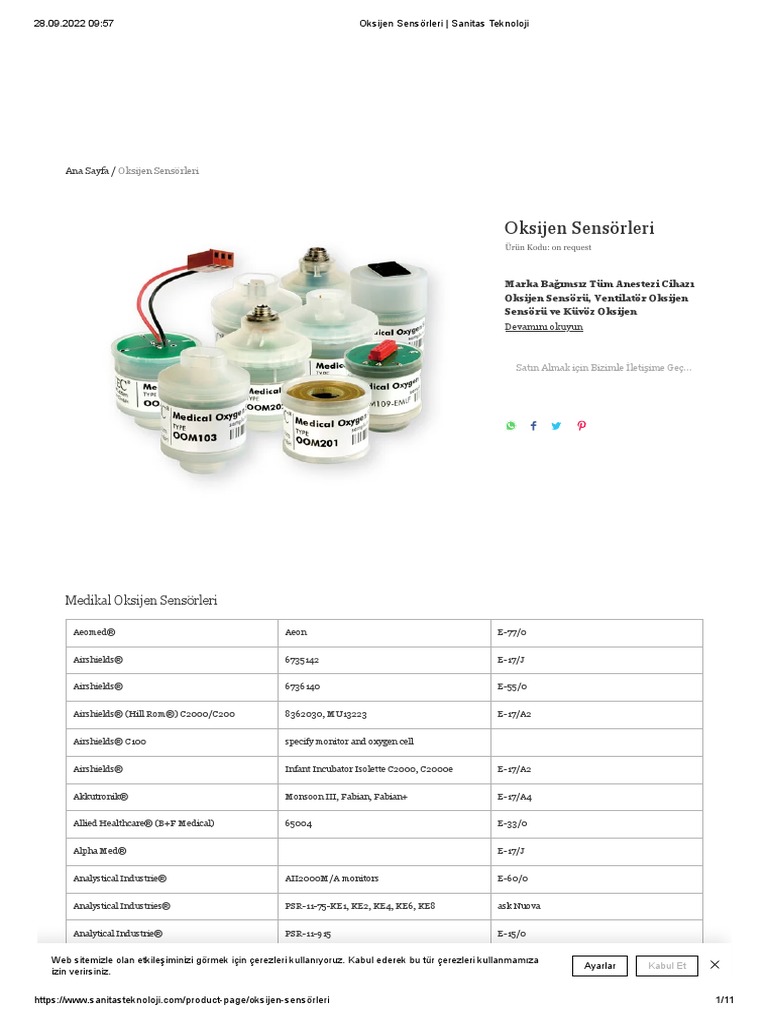 Oksijen Sensörleri - Sanitas Teknoloji | PDF