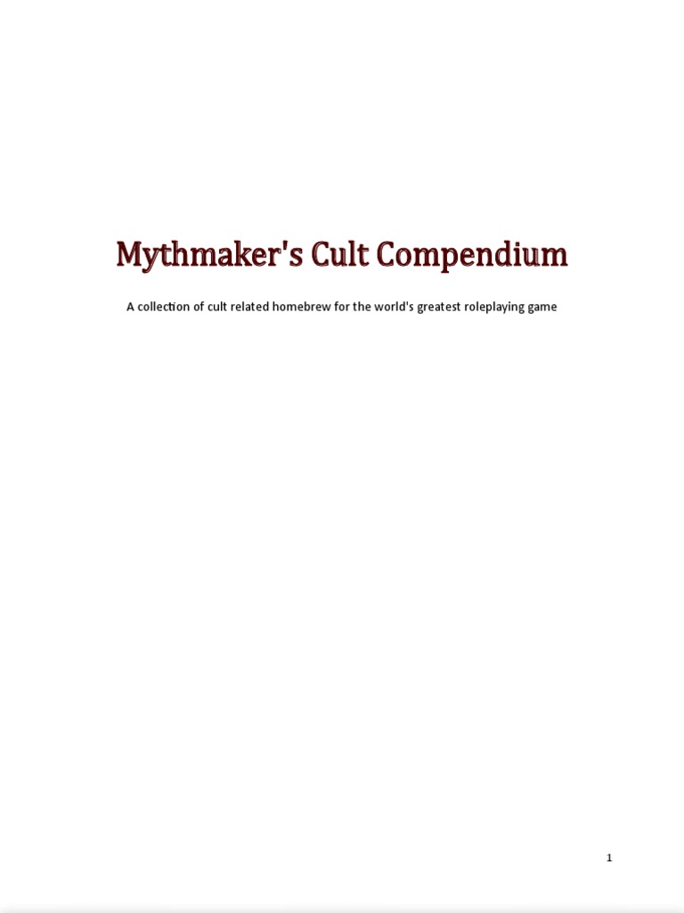 Cult Compendium - v1.0 (5!28!22) | PDF