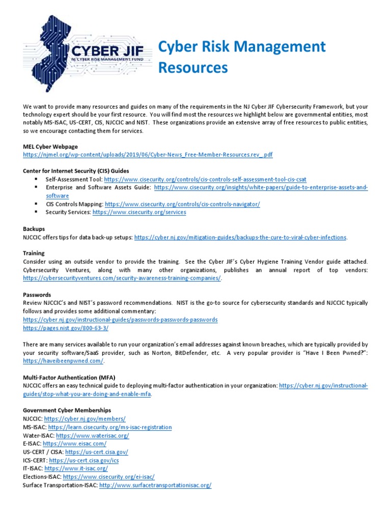 Cyber JIF Framework Supporting Information | PDF | Security | Computer ...