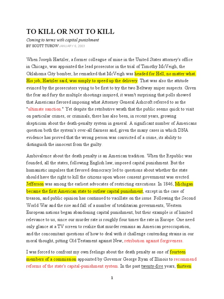 To Kill or Not To Kill | PDF | Crime & Violence | Justice