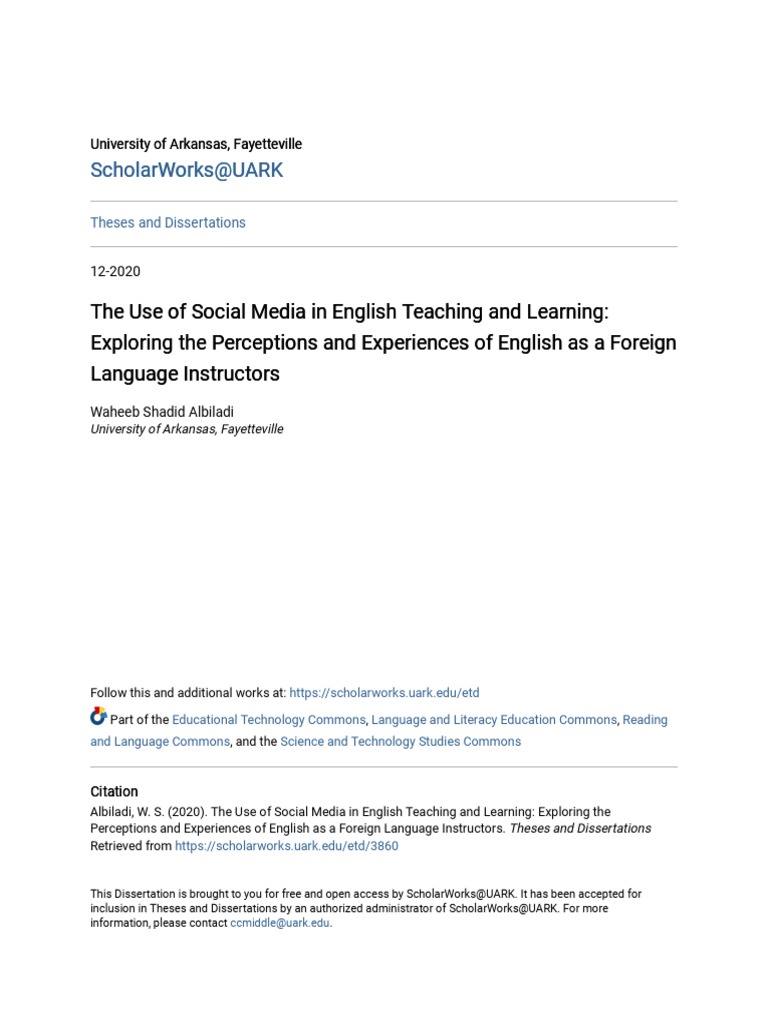 13 The Use of Social Media in English Teaching and Learning Explori ...