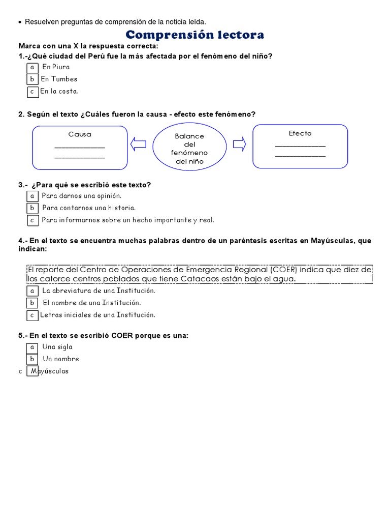 Resuelven Preguntas de Comprensión de La Noticia Leída | PDF | Artes ...