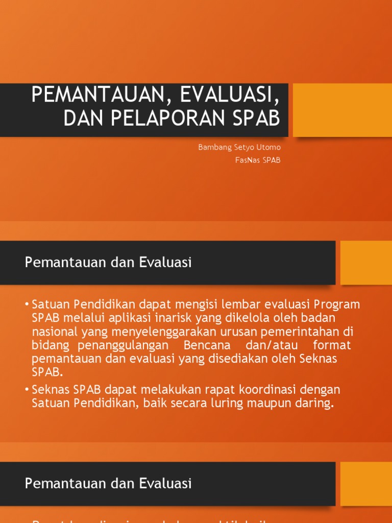 Pemantauan, Evaluasi, Dan Pelaporan Spab | PDF