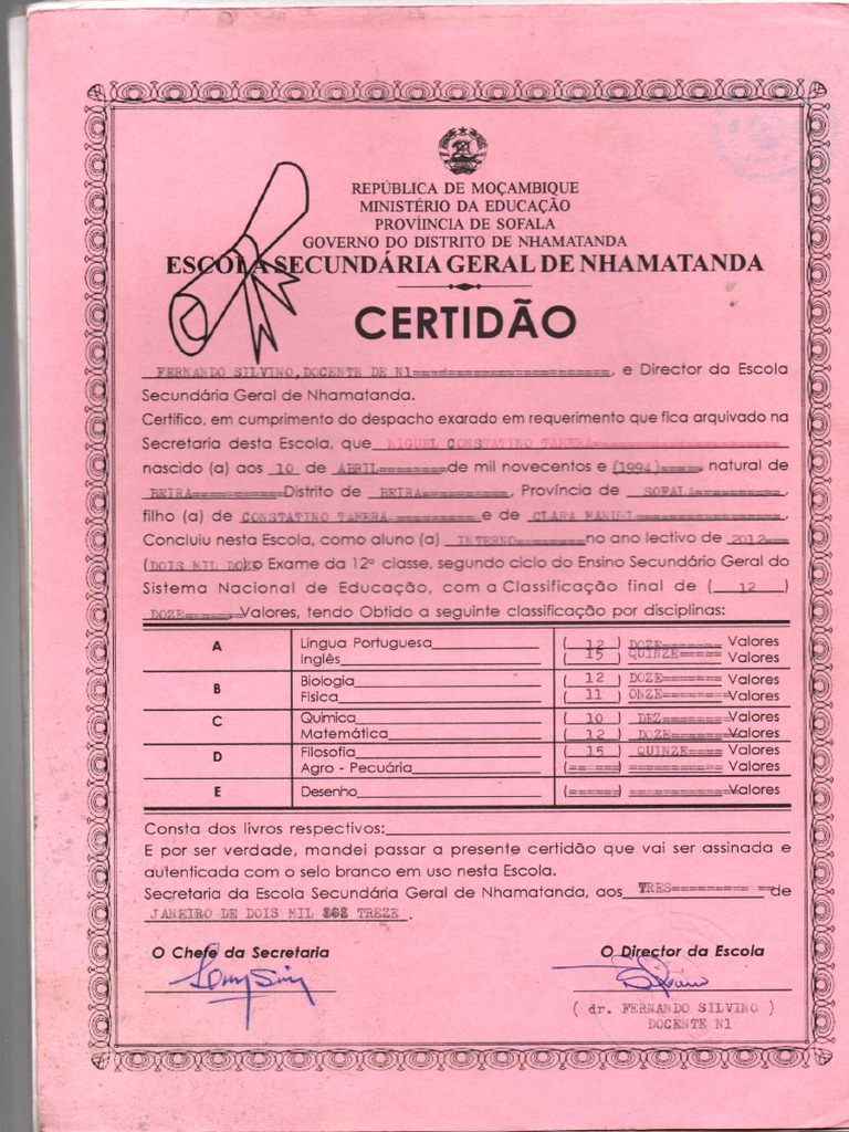 Certificado 12a | PDF