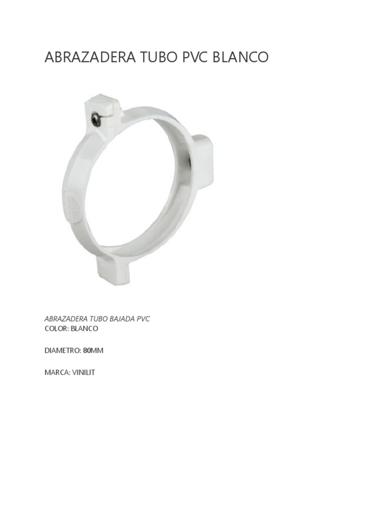 ABRAZADERA TUBO PVC BLANCO | PDF