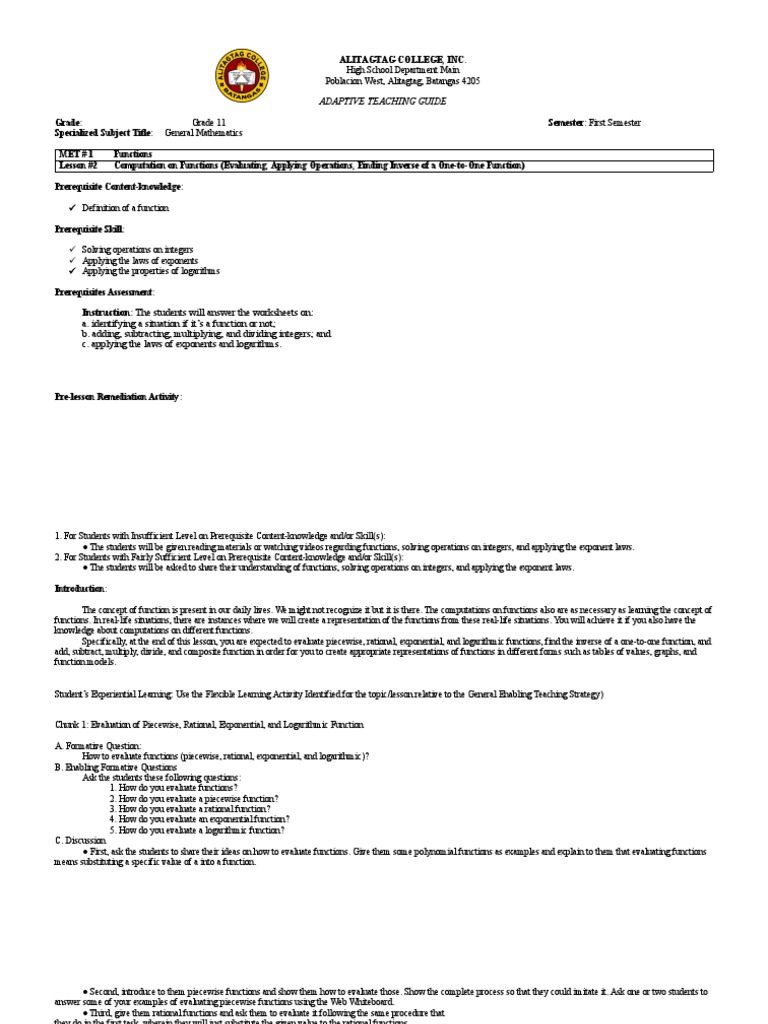 Atg1 - Genmath - 1ST Sem - Sy22-23 - Gcesguerra | PDF | Function (Mathematics) | Exponentiation