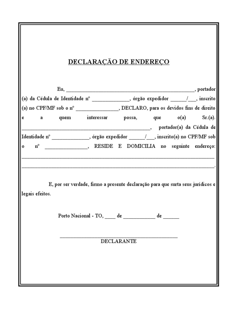 Declaracao de Endereco | PDF