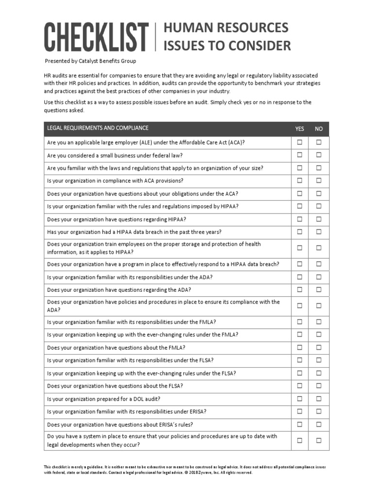 Human Resource Checklist | PDF | Recruitment | Health Insurance ...