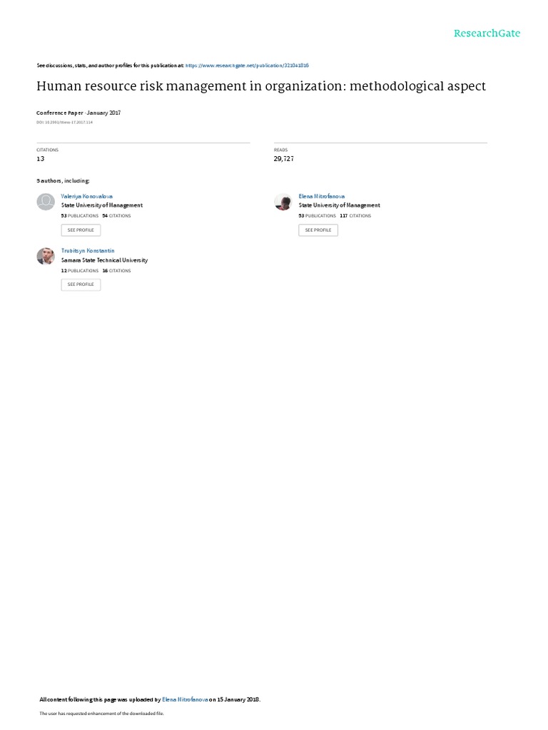 Human Resource Risk Management in Organization Met | PDF | Risk | Human ...
