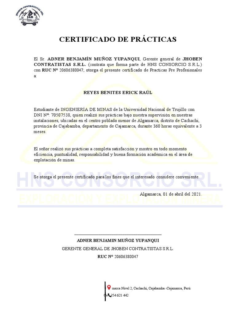 Certificado Errb Practicas | PDF