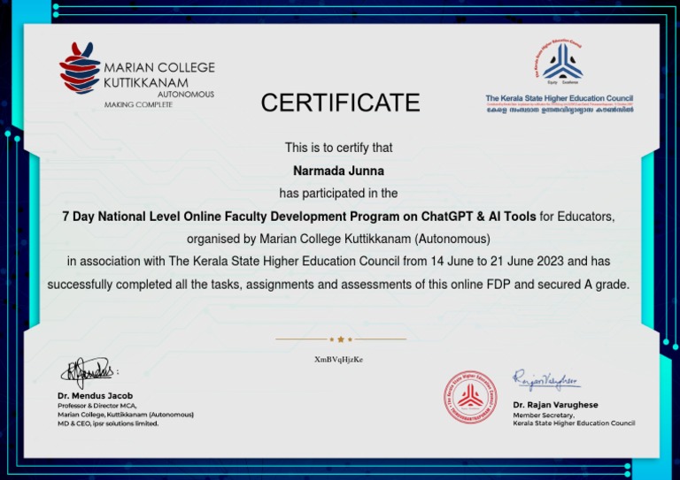 FDP-ChatGPT - AITools-MarianCollege - KSHEC - Click Here To Download Your Certificate | PDF