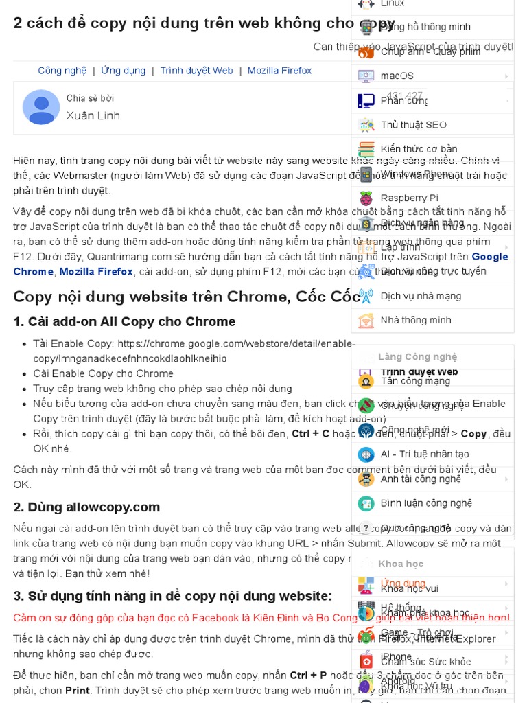2 cách để copy nội dung trên web không cho | PDF