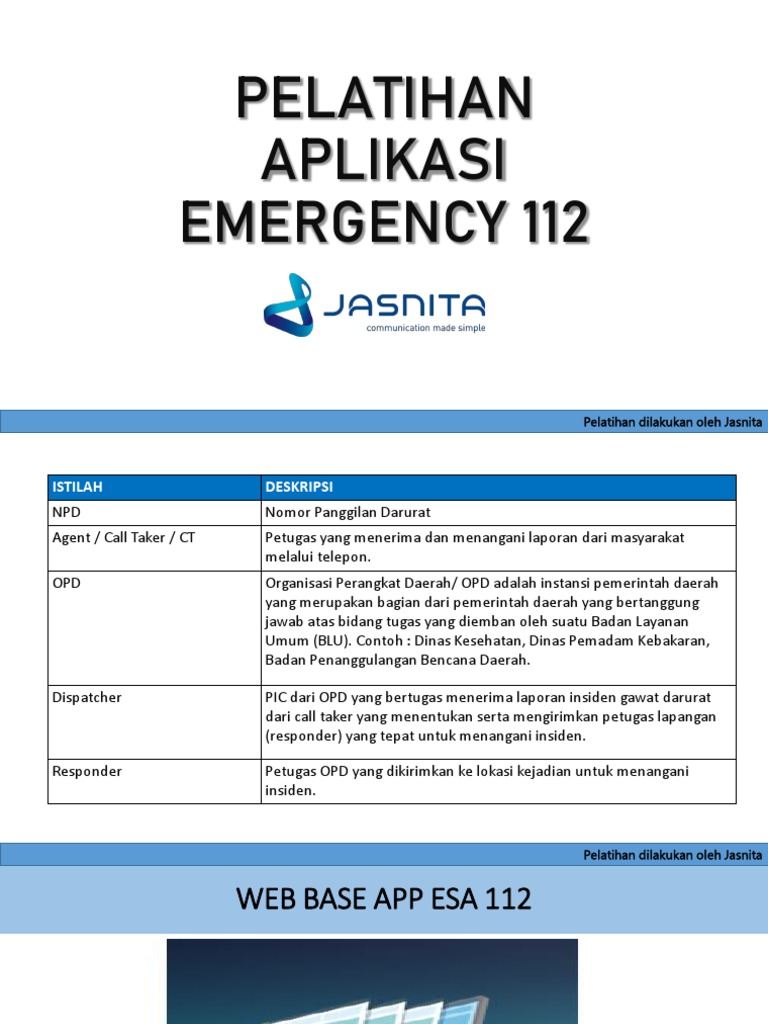 Modul Pelatihan Aplikasi Esa 112 | PDF