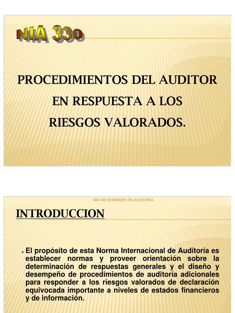Nia 330 | PDF | Auditoría | Contralor