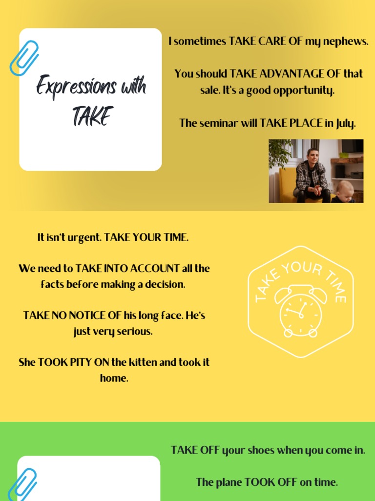 Expressions and Phrasal Verbs With TAKE | PDF