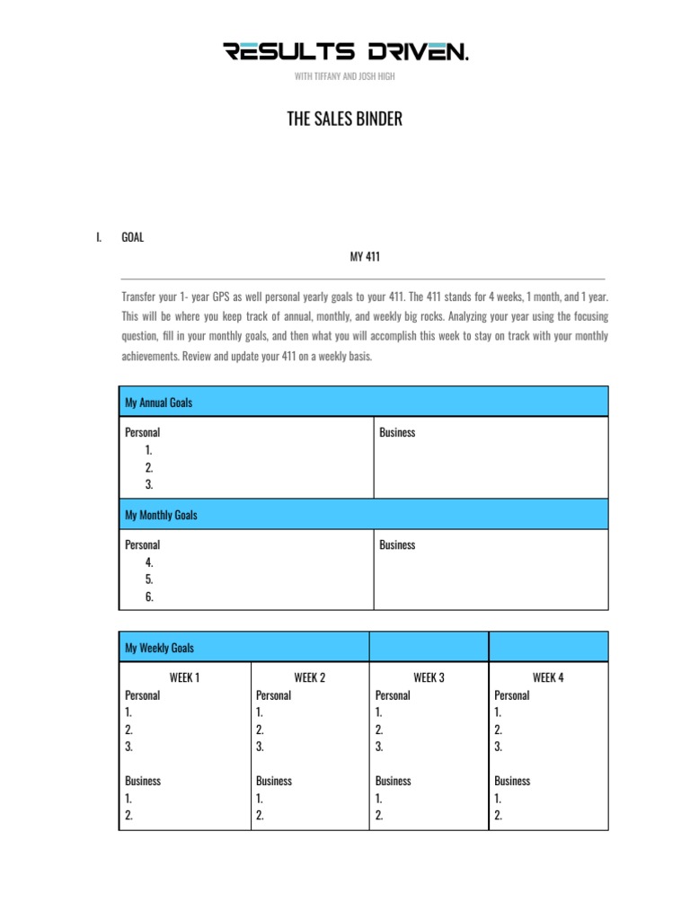 The Sales Binder Document | PDF
