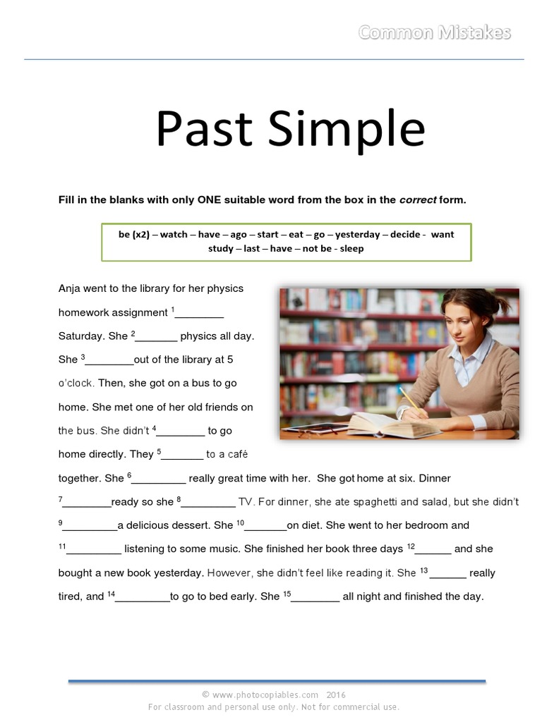 past simple_cloze test A2 | PDF