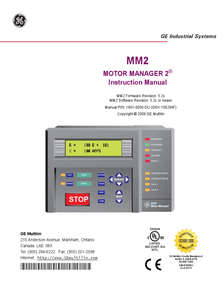 MM2 Motor Manager Instruction Manual | PDF | Fuse (Electrical) | Relay