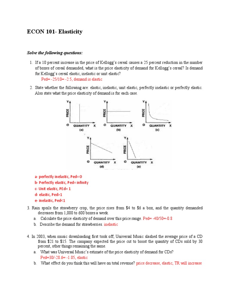 ECON 101 - Chap. 4 - Elasticity Problems | PDF | Price Elasticity Of Demand | Demand