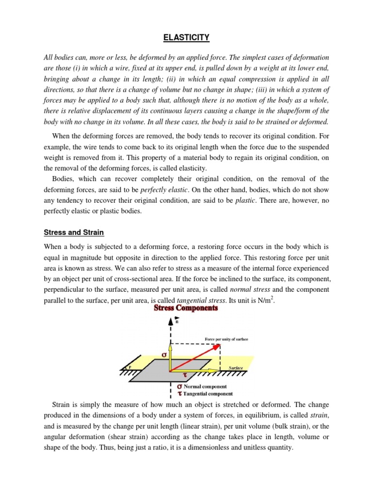 Elasticity | PDF | Elasticity (Physics) | Young's Modulus