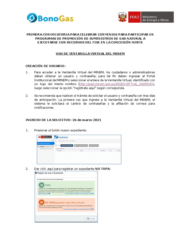 Uso de Ventanilla Virtual MINEM | PDF