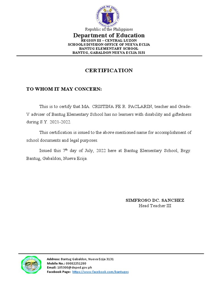 Certification No IP No Gifted | PDF