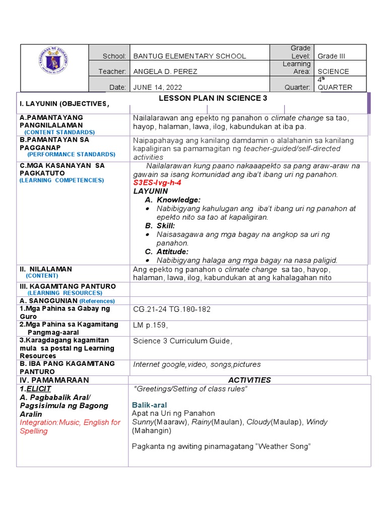 Lesson Plan Objective MOV#14 | PDF