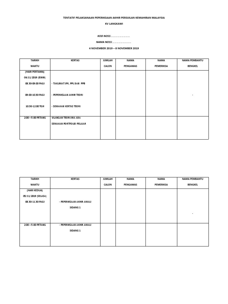 Contoh Jadual | PDF