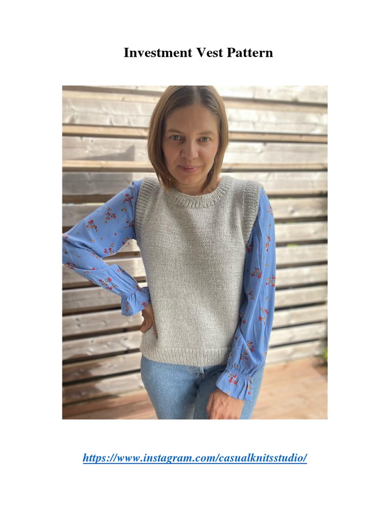 Investment Vest Patterntesf | PDF | Knitting | Basic Knitted Fabrics